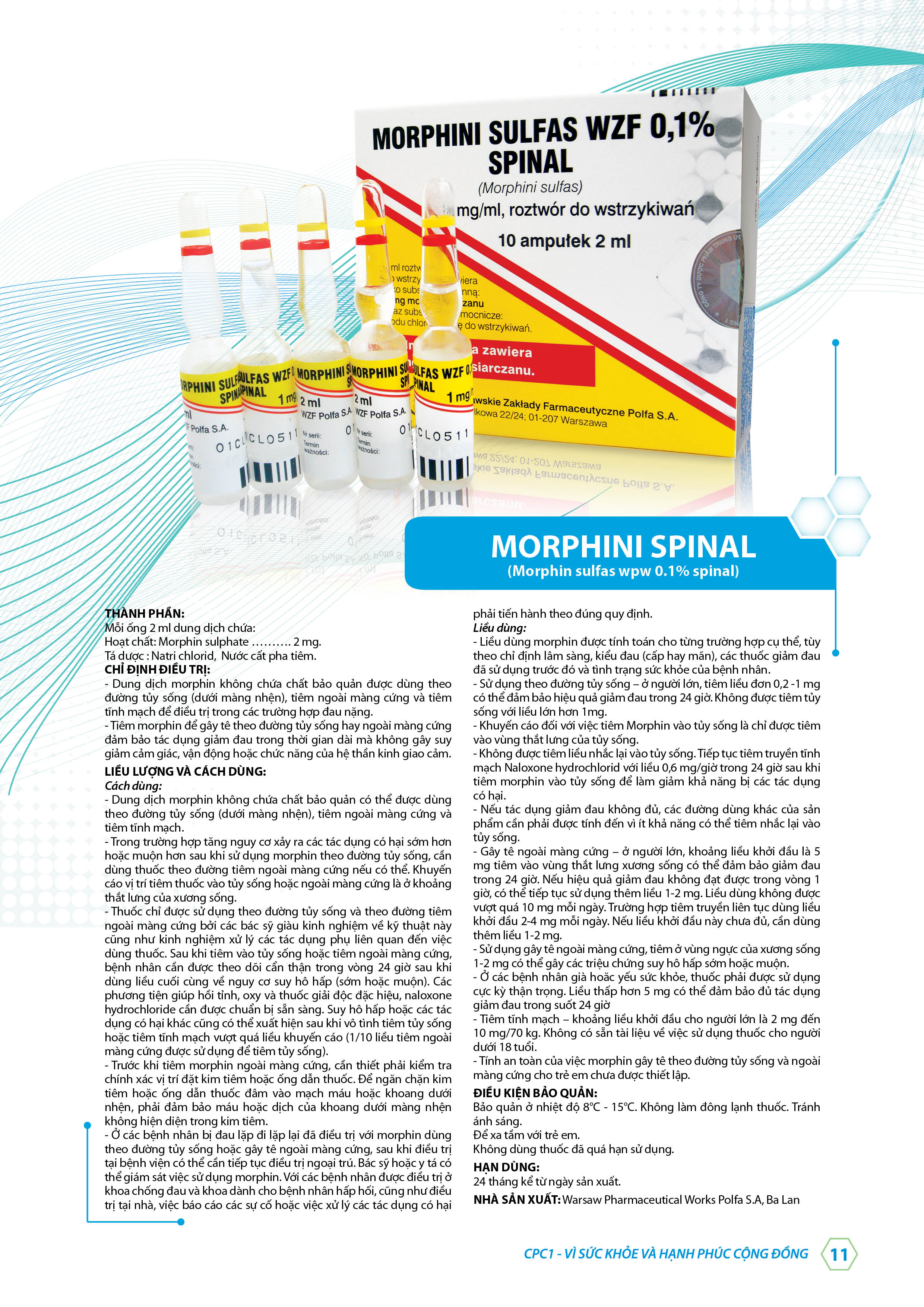 Morphini Spinal 0,1% :: Công ty Cổ phần Dược Phẩm Trung Ương CPC1